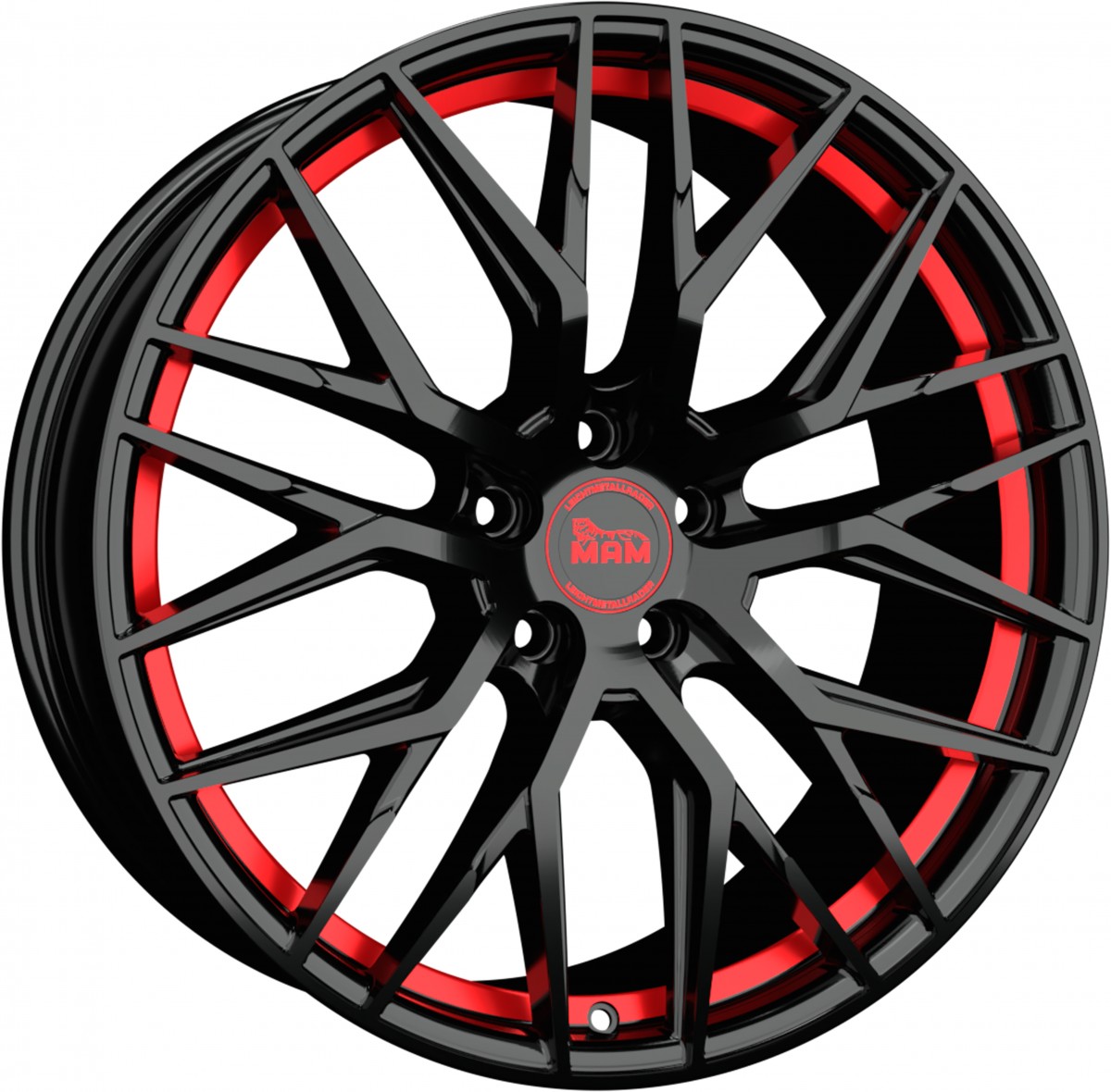 MAM RS4 black painted red inside 8x18 ET40 - LK5/114.3 ML72.6 | Felge ...
