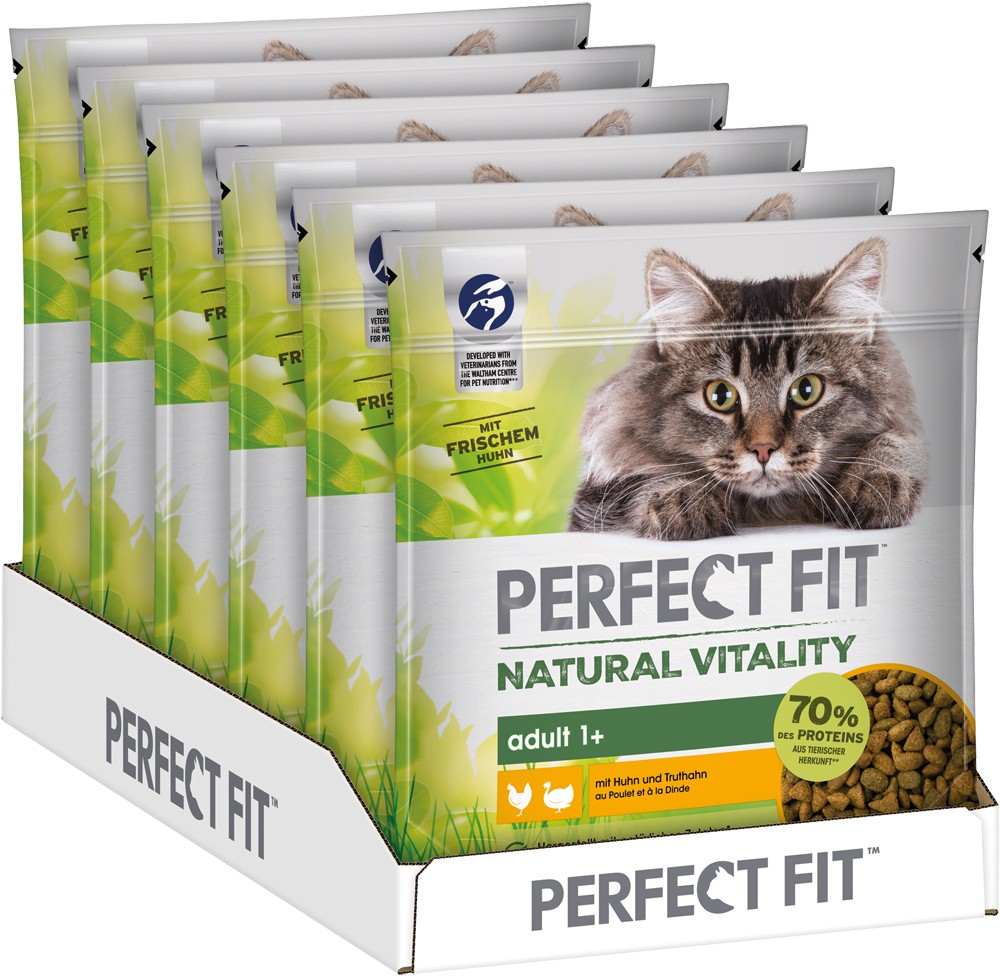 Perfect FIT Natural Vitality Trockenfutter mit Huhn & Truthahn, 6 x 650 ...
